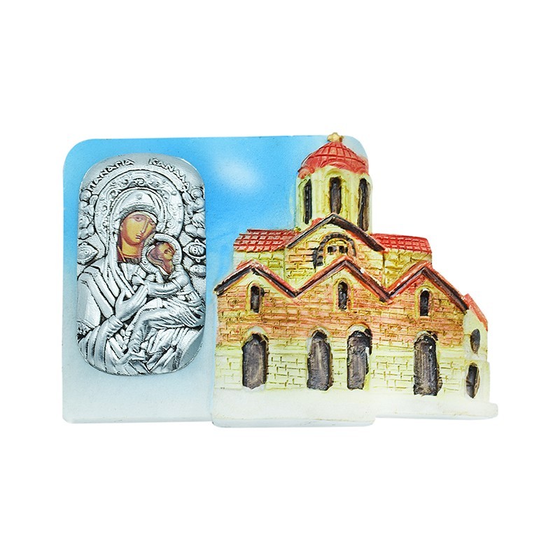 Church magnet metallic represantation of icon (choice of Saint) - TINOS ...